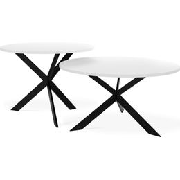COUCHTISCH-SET Lev 2er-Set rund, Wei&szlig; 75/36, 58/42