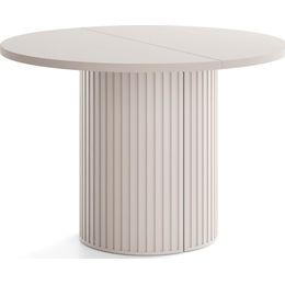 ESSTISCH Norin rund ausziehbar verl&auml;ngerbar, Beige 100-188/100/75 cm