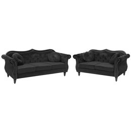 Beliani 5-SITZER SOFA SET Samtstoff Schwarz Skien