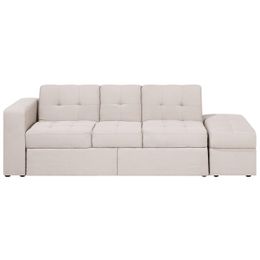 Beliani 3-SITZER-SCHLAFSOFA beige mit Stauraum Ottomane Falster
