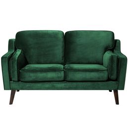 Beliani 2-SITZER-SOFA Samtstoff Gr&uuml;n Lokka