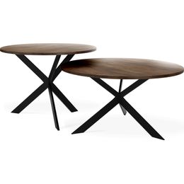 COUCHTISCH-SET Lev 2er-Set rund, Lefkas Eiche 75/36, 58/42