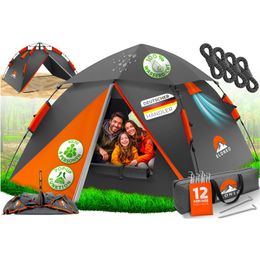 ELONEO Wurfzelt, 2-4 Personen Pop Up Zelt wasserdichtes Campingzelt schnellaufbau Zelt, Orange/Grau