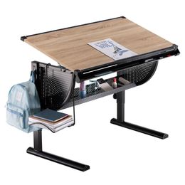 CARO-M&ouml;bel CARO-M&ouml;bel Kinderschreibtisch, Sonoma Eiche, Schwarz, Holzwerkstoff, Metall, Mode, 111x93x60 cm, Arbeitszimmer, Schreibtische, Jugend- & Kinderschreibtische
