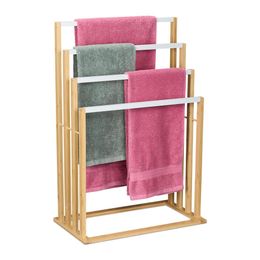 Relaxdays Handtuchhalter, Hellbraun, Holz, Rechteckig, 55x82x31 cm, Badaccessoires, Duschzubeh&ouml;r, Handtuchst&auml;nder