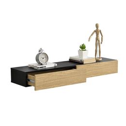 [en.casa] Wandregal-Set, Schwarz, Holzwerkstoff, 50x12x24 cm, Wohnzimmer, Regale, Wandregale