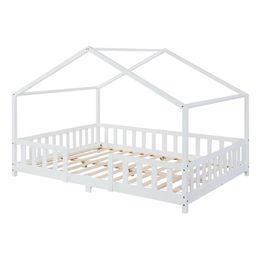 [en.casa] Hausbett, Wei&szlig;, Holz, Kiefer, 140x200 cm, Kinder- & Jugendzimmer, Kinderm&ouml;bel, Kinderbetten, Hausbetten