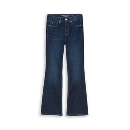 Tom Tailor Denim Damen TTAVA FLARED Jeans mit Stretch, blau, Uni, Gr. 28/32