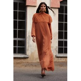 Beigefarbenes, gerades, langes, stilvolles/abendliches Hijab-Kleid f&uuml;r Damen