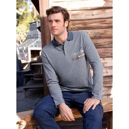 Catamaran Herren Langarm-Poloshirt, rauchblau-meliert, Gr&ouml;&szlig;e 44/46