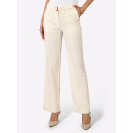 WITT Damen Wollhose inklusive Stoffg&uuml;rtel, champagner, Gr&ouml;&szlig;e 46