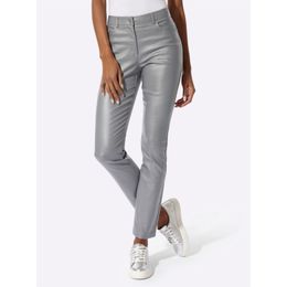 Heine Damen 5-Pocket-Hose, Grau, Gr. 18, R&ouml;hrenhosen, Material: Viskose