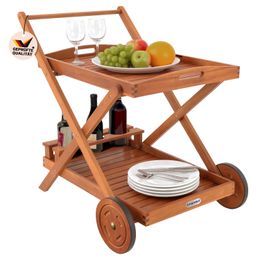 Casaria Servierwagen mit Rollen Akazienholz FSC -zertifiziert