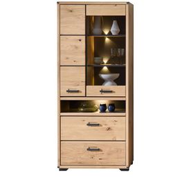 Pharao24.de Glasvitrine Wohnzimmerschrank mit LED Beleuchtung und Schubladen