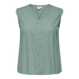 Blusentop Only CARMAKOMA "CARMUMI SL TOP WVN", Damen, Gr. 46, jadeite, Web, Obermaterial: 100% Viskose, unifarben, regular fit normal, V-Ausschnitt, Blusen Blusentop