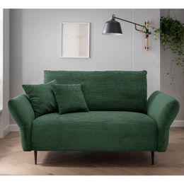 Pharao24.de Couch 2er Sofa in Dunkelgr&uuml;n aus Cord