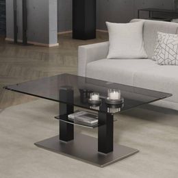 Pharao24.de Wohnzimmertisch Glastisch in modernem Design auf S&auml;ulengestell