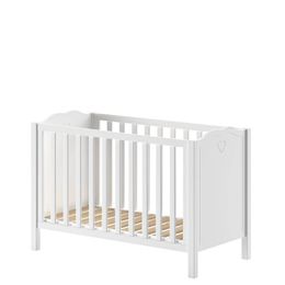 Pharao24.de Babybett Kleinkinderbett in Wei&szlig; mit Fu&szlig;gestell aus Holz