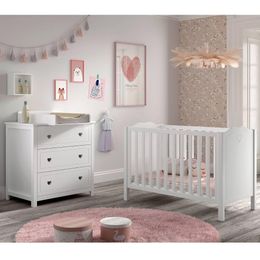 Pharao24.de Babyzimmer komplett Babym&ouml;belset in Wei&szlig; teilmassiv (dreiteilig)