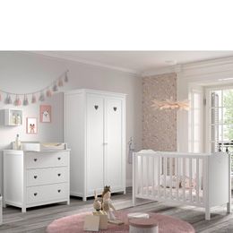 Pharao24.de Kleinkinderzimmer Babyzimmer Set mit Herz Motiv Liegefl&auml;che 60x120 cm (dreiteilig)