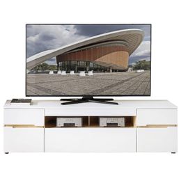 Pharao24.de TV Lowboard TV Bank in Wei&szlig; mit T&uuml;ren