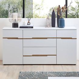 Pharao24.de Wohnzimmerkommode Esszimmersideboard 165 cm breit mit vier Schubladen