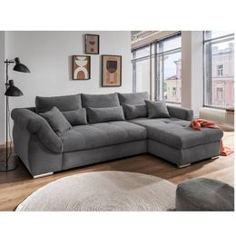 Pharao24.de Wohnlandschaft Schlafsofa in Grau mit Bettkasten