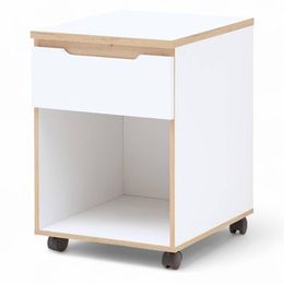 Pharao24.de Schreibtischcontainer Anstellcontainer in Wei&szlig; mit Griffmulden