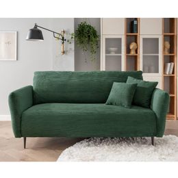 Pharao24.de Wohnzimmer Couch 3er Sofa in Dunkelgr&uuml;n aus Cord