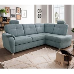 Pharao24.de Wohnlandschaft Eckbettsofa mit Bettkasten aus Webstoff