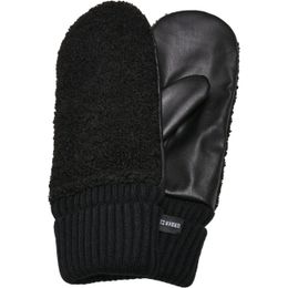 Baumwollhandschuhe Urban Classics "Urban Classics Unisex Sherpa Synthetic Leather Gloves", Herren, Gr. S/M, schwarz, 100% Polyacryl, Handschuhe