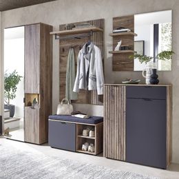 Pharao24.de Komplett Garderobe Dielenm&ouml;bel Set f&uuml;nfteilig mit LED Beleuchtung (f&uuml;nfteilig)