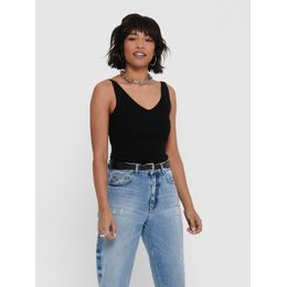 Jacqueline de Yong Stricktop JDY "JDYNANNA S/L TOP KNT NOOS", Damen, Gr. S, schwarz, Feinstrick, Obermaterial: 80% Viskose, 20% Nylon, unifarben, normal, V-Ausschnitt, Tops Stricktop