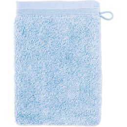 M&ouml;ve Waschhandschuh M&Ouml;VE "Superwuschel Waschhandschuh", blau (aquamarine), B:15cm L:20cm, Walkfrottier, Baumwolle, Handt&uuml;cher, mit Biesenbord&uuml;re und praktischem Kordelaufh&auml;nger