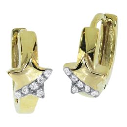 Klappcreolen OSTSEE-SCHMUCK "- Stern - Gold 333/000 - Zirkonia" Gr. 12, gold (gold 333, goldfarben, gelb), Ohrringe, Damen, 12, Klappcreolen