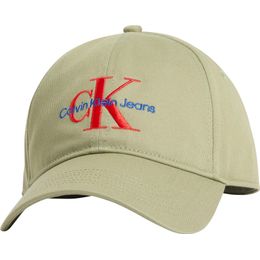 Baseball Cap Calvin Klein Jeans "MONO LOGO EMBRO CAP", Herren, gr&uuml;n (tea), Stoff, Baumwolle, unifarben, Caps, mit Logostickerei