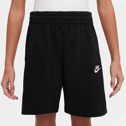Shorts Nike Sportswear "K NSW CLUB FT SHORT LBR", M&auml;dchen, Gr. L (152/158), N-Gr, schwarz, wei&szlig;, Obermaterial: 80% Baumwolle, 20% Polyester, Hosen Shorts, mit Kordelzug, verbesserte Passform, f&uuml;r Jugendliche