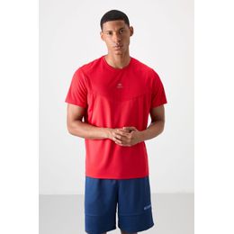 Herren Unifarbenes Polyester Rundhals-T-Shirt