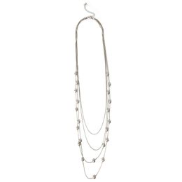 Lange Kette Firetti "Kugeln, 4-reihig", grau (metallfarben), Halsketten, Damen, Metall, L: 73