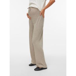 Umstandshose MAMALICIOUS "MLPAMMIE WIDE JRS PANTS HW NOOS", Damen, Gr. L (40), N-Gr, kalamata detail:melange, Jersey, Obermaterial: 65% Polyester, 30% Viskose, 5% Elasthan, meliert, Hosen, mit elastischer Passform, aus Jersey