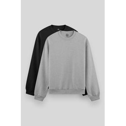 Herren Unifarben Rundhals Sweatshirt