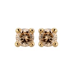 OROLINO Ohrstecker 585/- Gelbgold 2 Brill. 0,50 t. braun