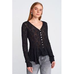 Spitzen V-Ausschnitt Knopf-Cardigan