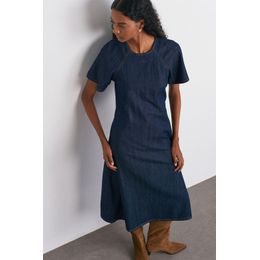 Baumwoll-Denim Midi A-Linie Kleid
