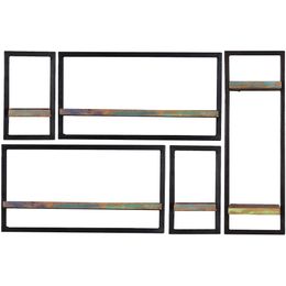 Wandregal Sit "Riverboat", bunt (schwarz, bunt), B:120cm H:75cm T:25cm, Massivholz, Metall, Regale, Wandregal