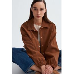&Uuml;bergro&szlig;e Cropped Fausleder Bomberjacke
