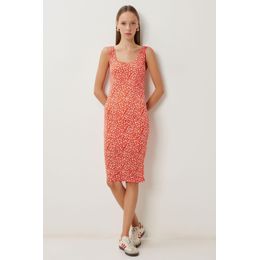 Blumenbedrucktes &auml;rmelloses Midi-Kleid mit U-Ausschnitt