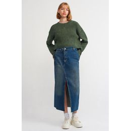 Hoch taillierter Maxi-Denim A-Linien-Rock
