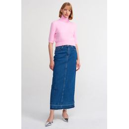 Hochgeschnittener, gerader Maxi-Denim-Rock