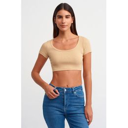 Damen Ripp-Crop-T-Shirt